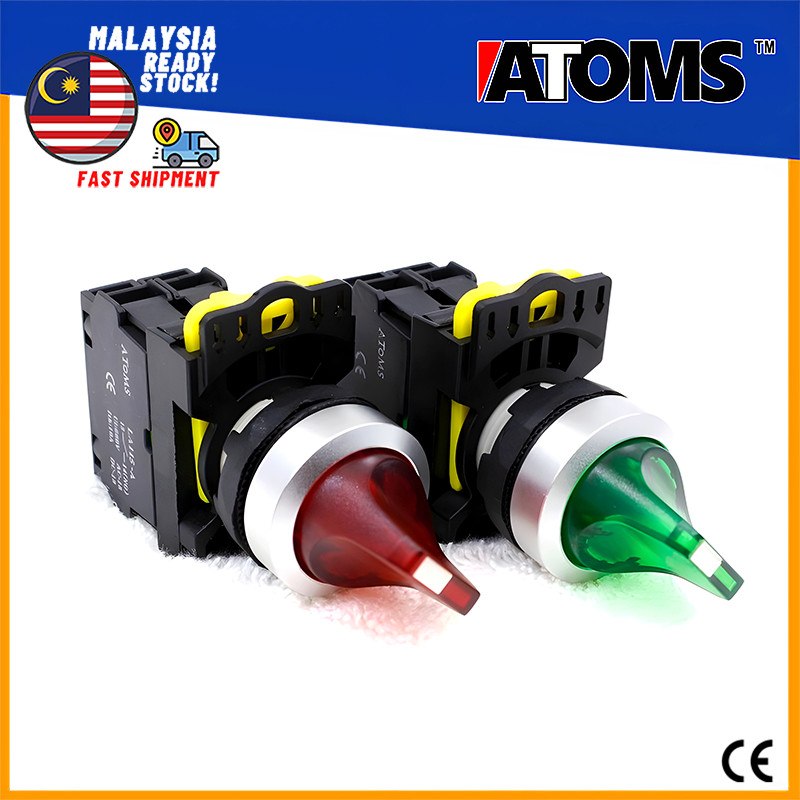 ATOMS LA115 Illuminated Selector Switch 2 Way / 3 Way 220V LED Selector ...
