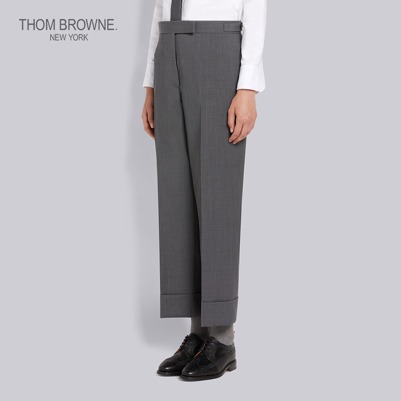 THOM BROWNE Ladies 2022 Autumn Winter Pearly Wool Low-Waist Medium Gray ...