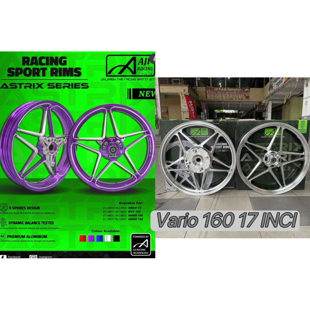 (17 INCI) (VARIO 160) AJI RACING (ASTRIX) SERIES * 5 SPOKES STAR DESIGN ...