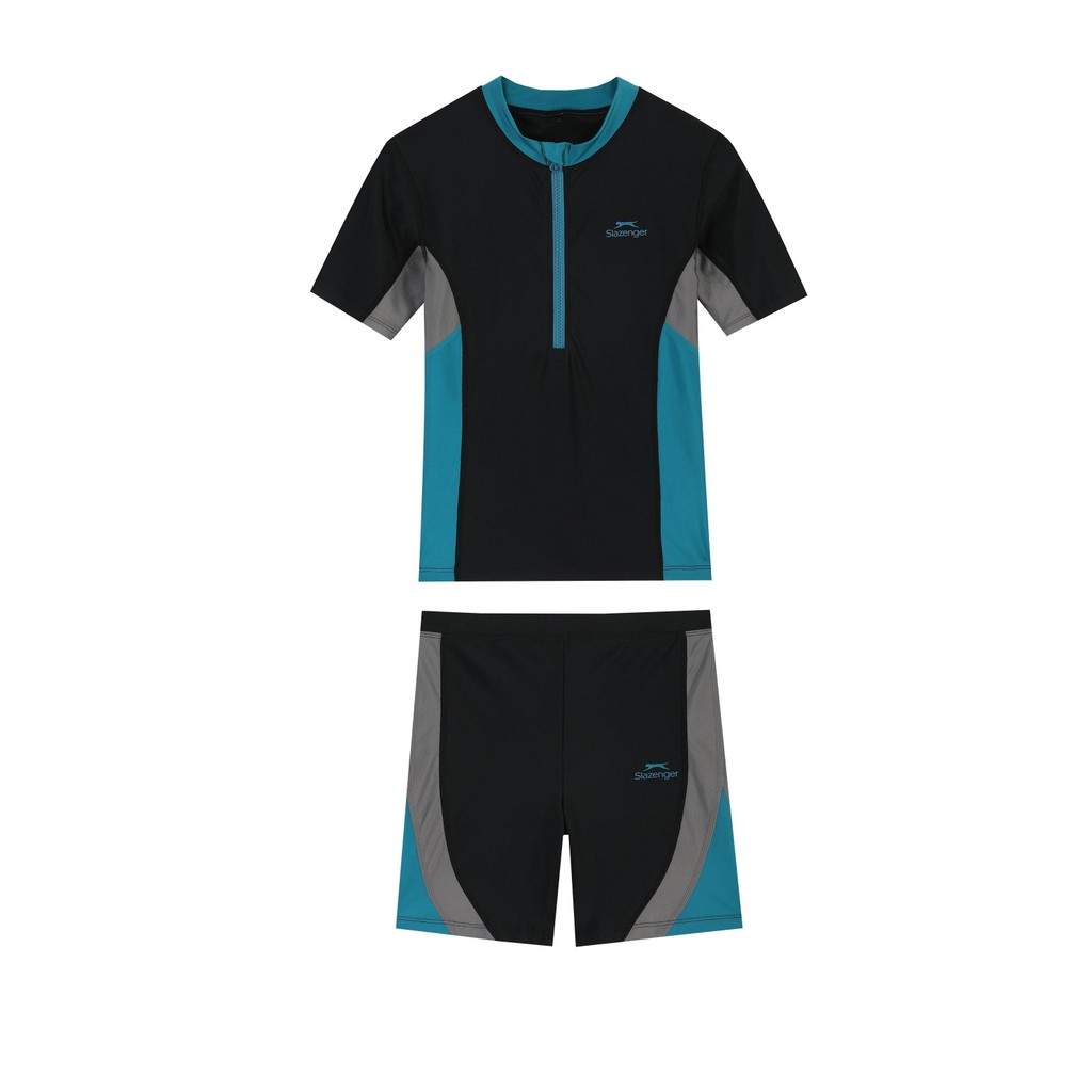 Slazenger Junior Boys 2-Piece Swimsuit Juniors (Black/Teal/GY) - Sports ...