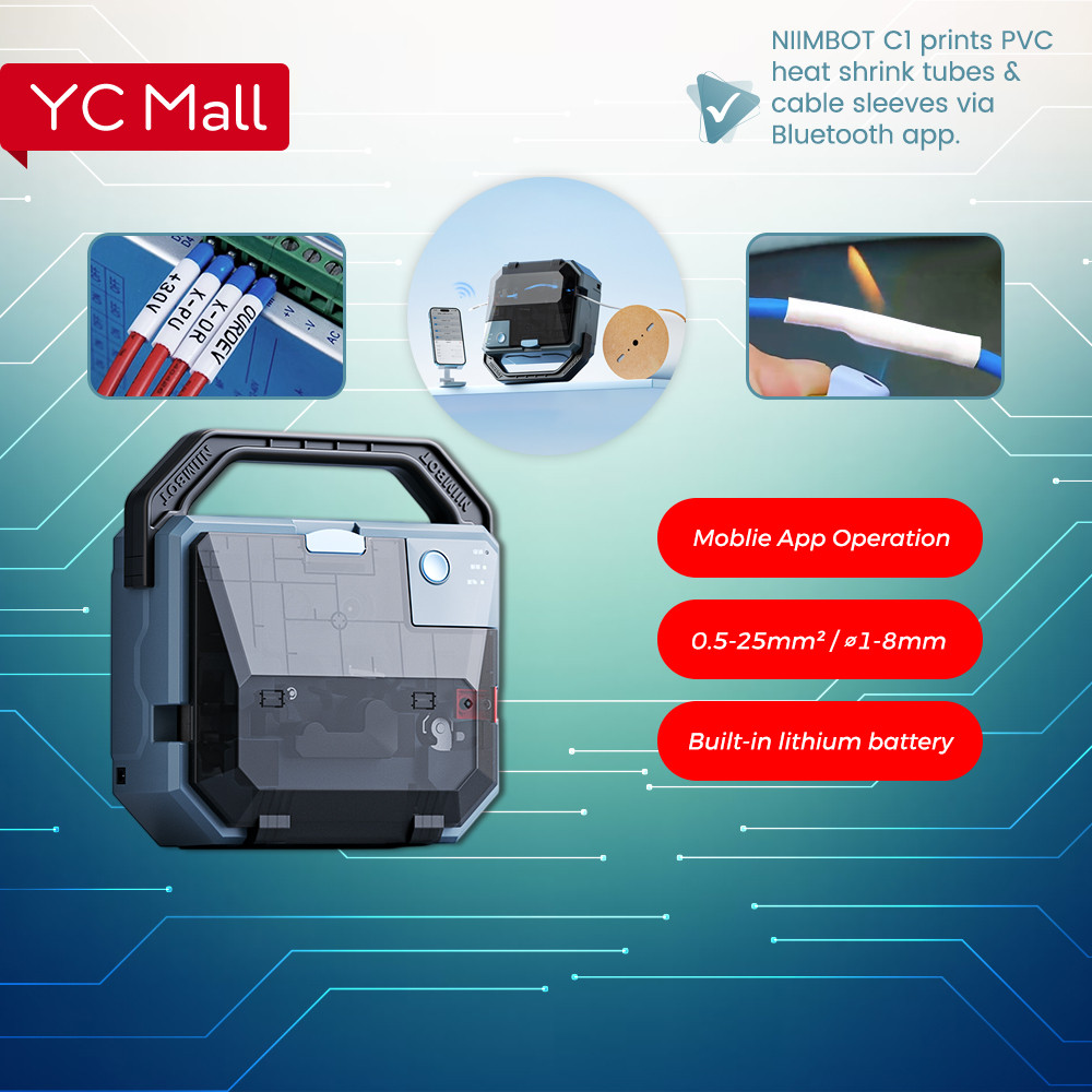 NIIMBOT C1 Bluetooth Line Number Machine Tube Printer Wide PVC Casing ...