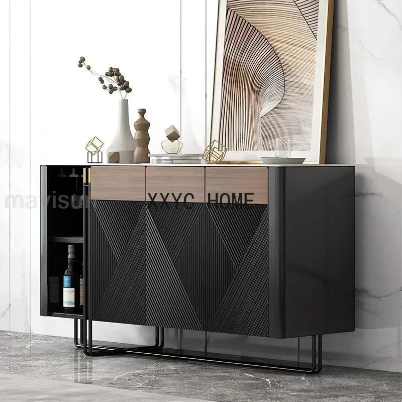 [NEW] Kabinet Sideboard Hitam Moden Kayu Pejal Papak Batu Atas Meja ...