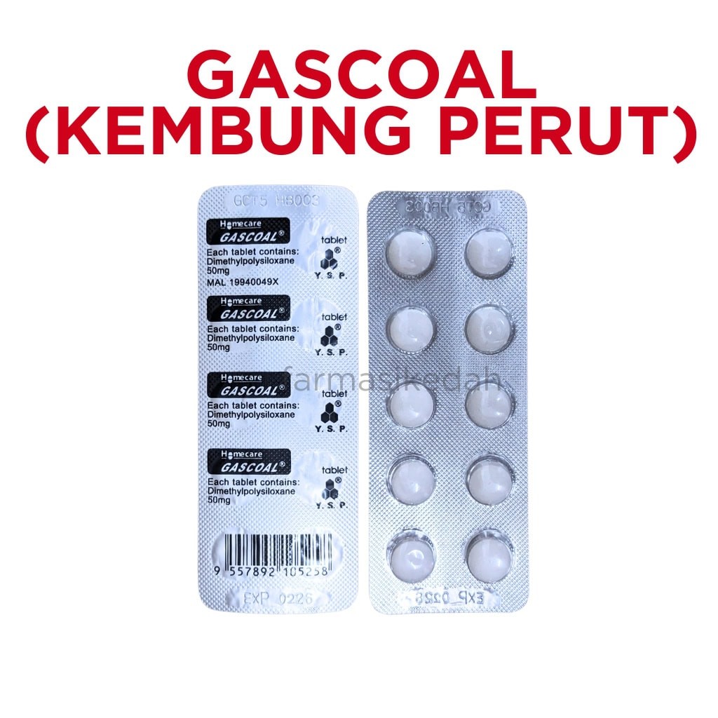 Gascoal Dimethicone 50mg Tablet 10’s Strip | Ubat Angin, Senak ...