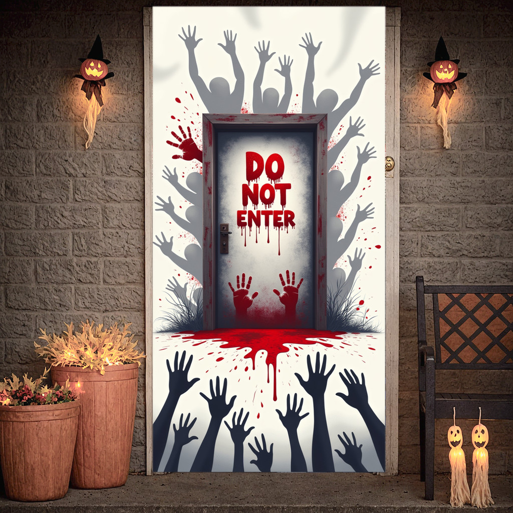 Spooky Theme Horror Design Bloody Handprints Spooky Decor Halloween ...