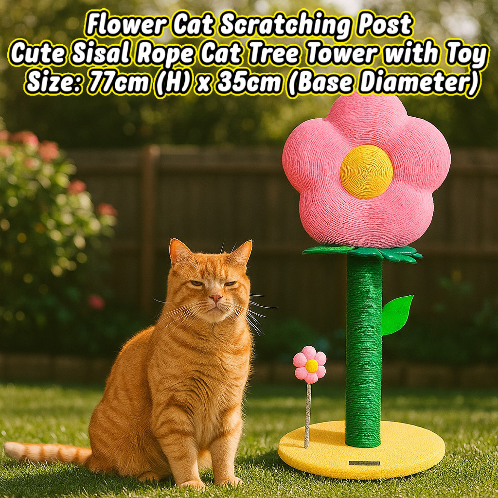 🌸 Flower Cat Scratching Post – Cute Sisal Rope Cat Tree Tower with Toy ...
