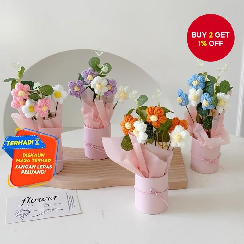 Hug Bucket Knitted Roses Bouquet - Popular 520 Birthday Gift Bakul ...