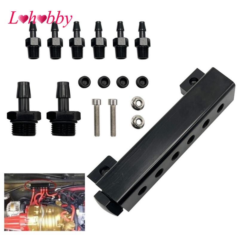 [Lohobby] 6 Port Vacuum Block Boost with Fittings Universal Wastegate ...