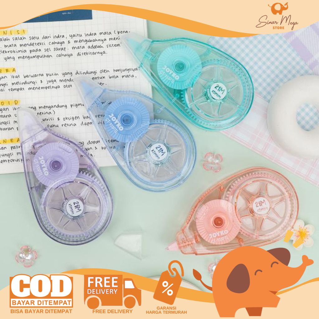 Joyko Pastel Color Correction Tape | Tip Ex Paper Tape Roll CT-533PTL ...