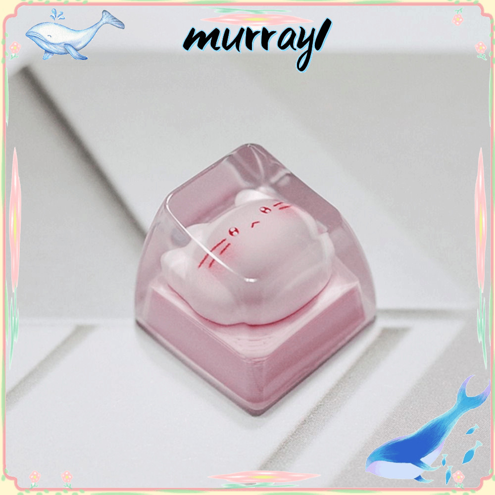 MURRAY 1/4Pcs Backlit Cat Keycap, Resin Handmade Mechanical Keyboard ...