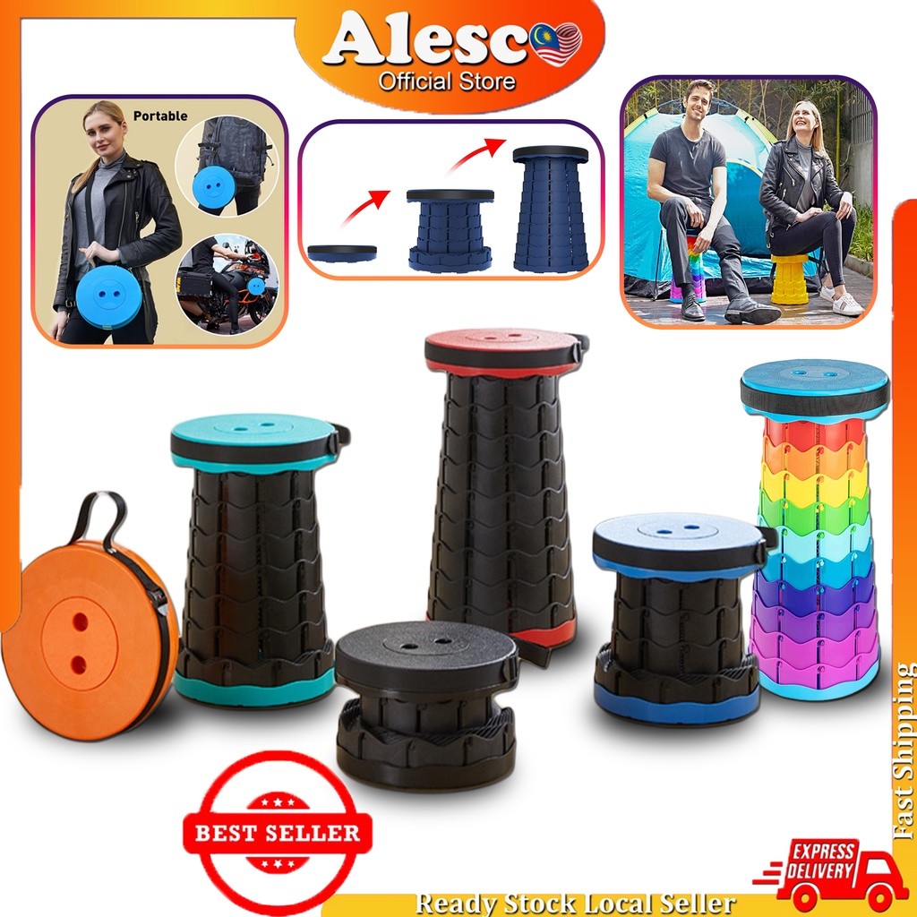 Alescomall Telescopic Foldable Camp Chair Stool Portable Fishing Kerusi ...