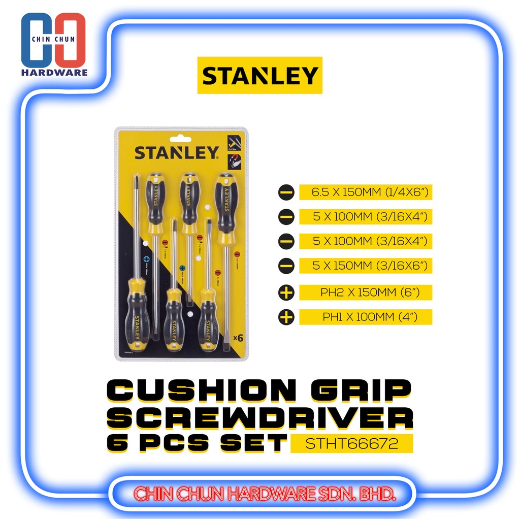 STANLEY CUSHION GRIP SCREWDRIVER 6PCS SET (STMT66672) | Shopee Malaysia
