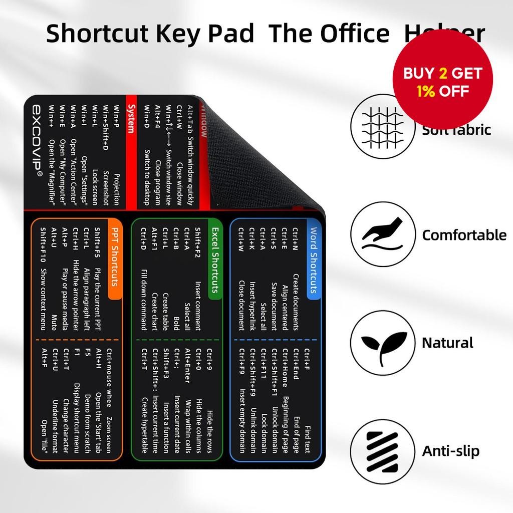 New Office Shortcut Key Mouse Pad - Soft, Lock Edge, Non-Slip ...