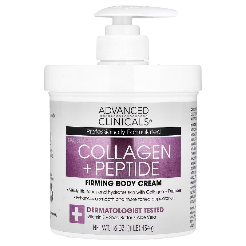 Advanced Clinicals, Collagen + Peptide Firming Body Cream , 16 oz (454 ...