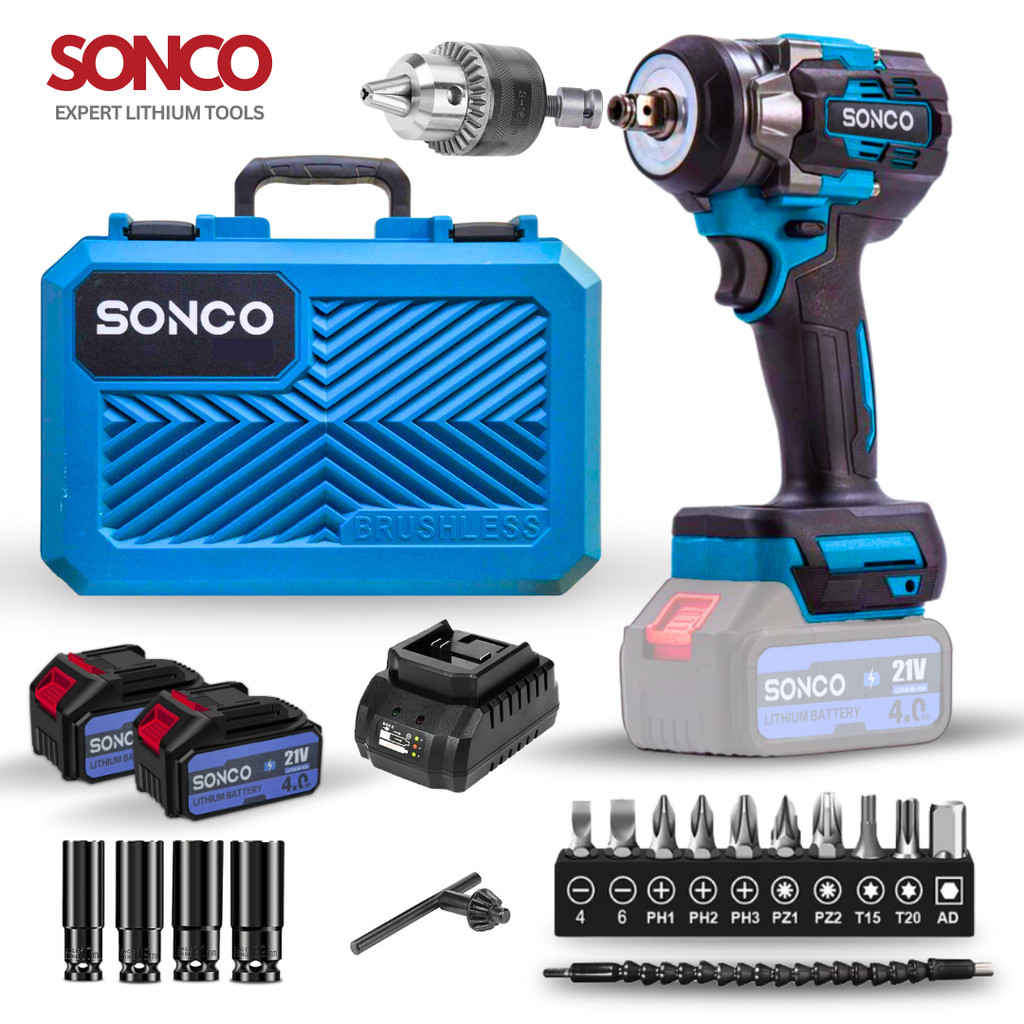 SONCO MIV-55 High Torque Brushless Cordless 3 in 1 Impact Wrench Driver ...