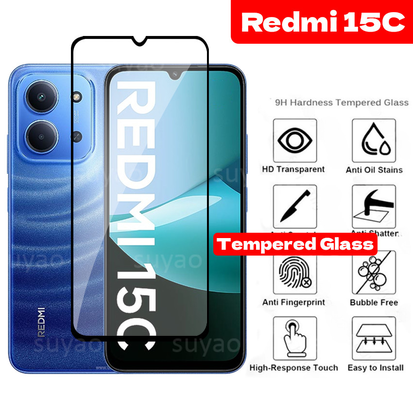 For Redmi 15C 4G 5G 2025 Phone Glass Tempered Full Glue Redmi15C Screen ...