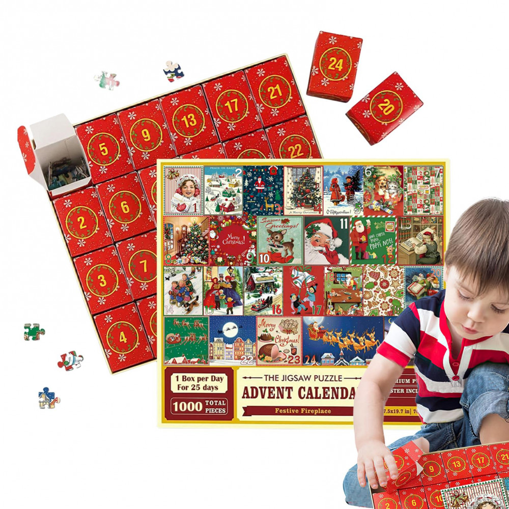 1000-Piece Christmas Puzzle Advent Calendar 2025 - 24-Day Countdown ...