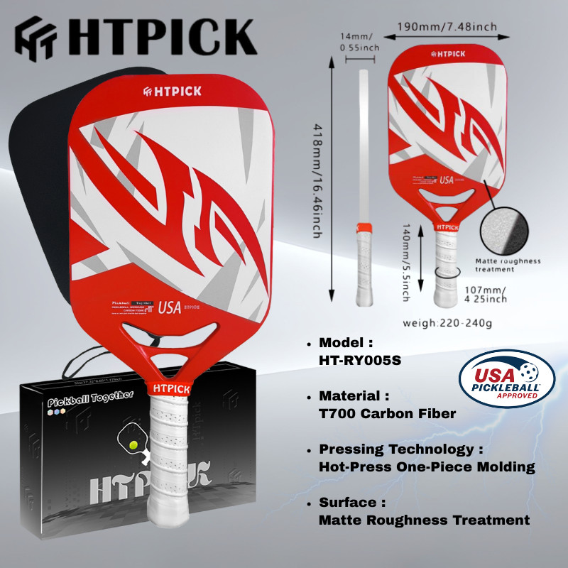 HT-PICK RY005S T700 Carbon Fiber Pickleball Paddle 14mm Honeycomb Core ...