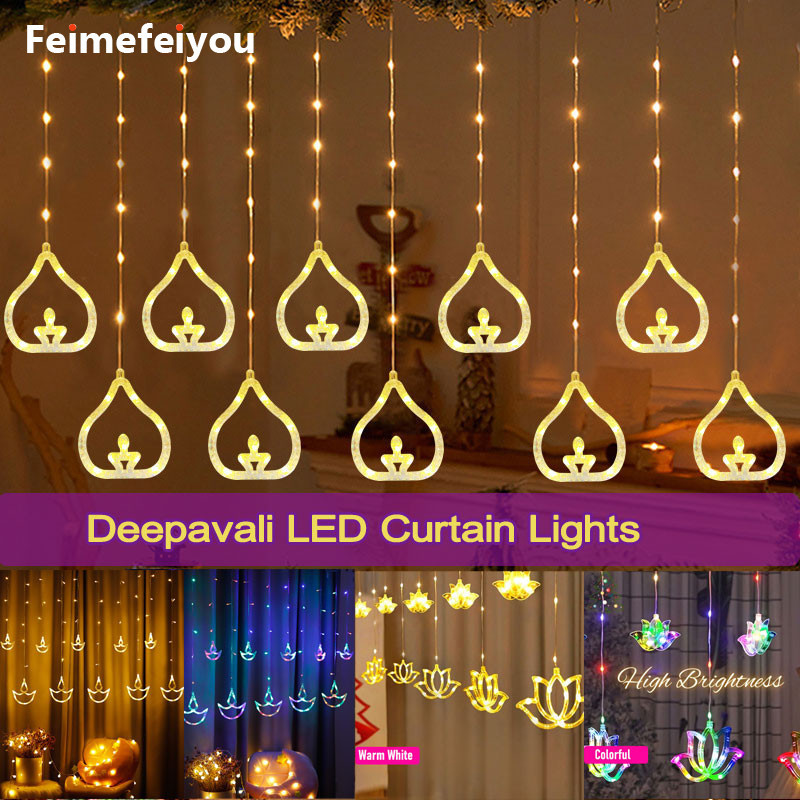 2025 Deepavali LED Curtain Lamp Deepavali Decoration item Happy Diwali ...