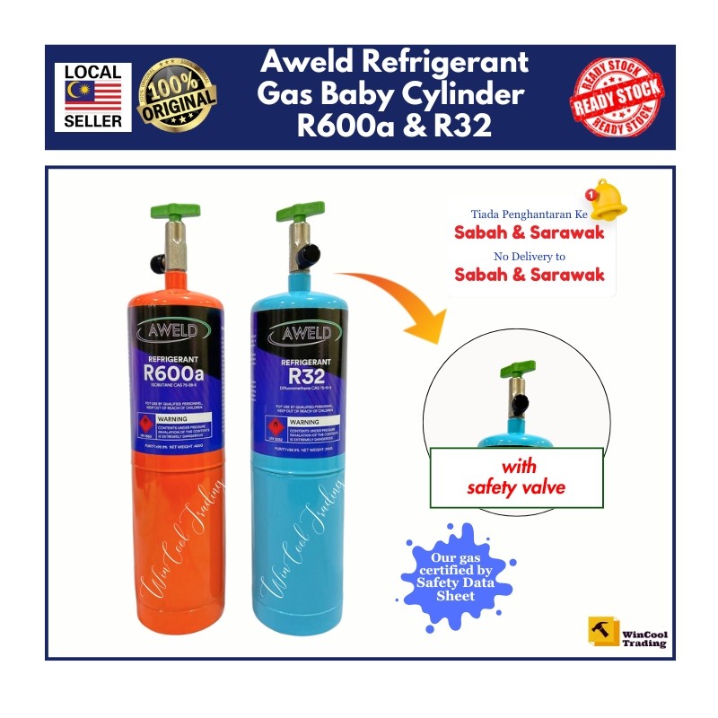 Original Aweld Refrigerant Gas Baby Cylinder R600a/R32 with Safety ...