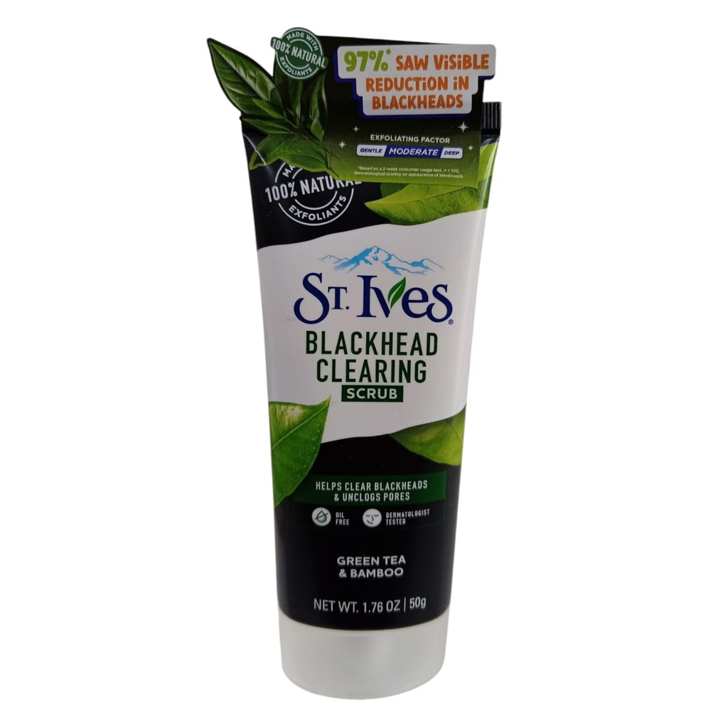 ST.IVES BLACKHEAD CLEARING GREEN TEA & BAMBOO SCRUB 50G (EXP:12/2027 ...