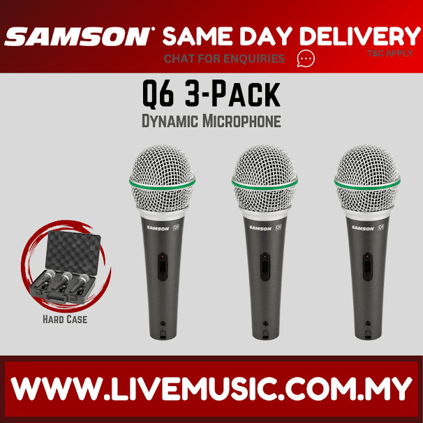 Samson Q6 - 3 Pack Dynamic Handheld Microphone (Q-6/Q 6) | Shopee Malaysia