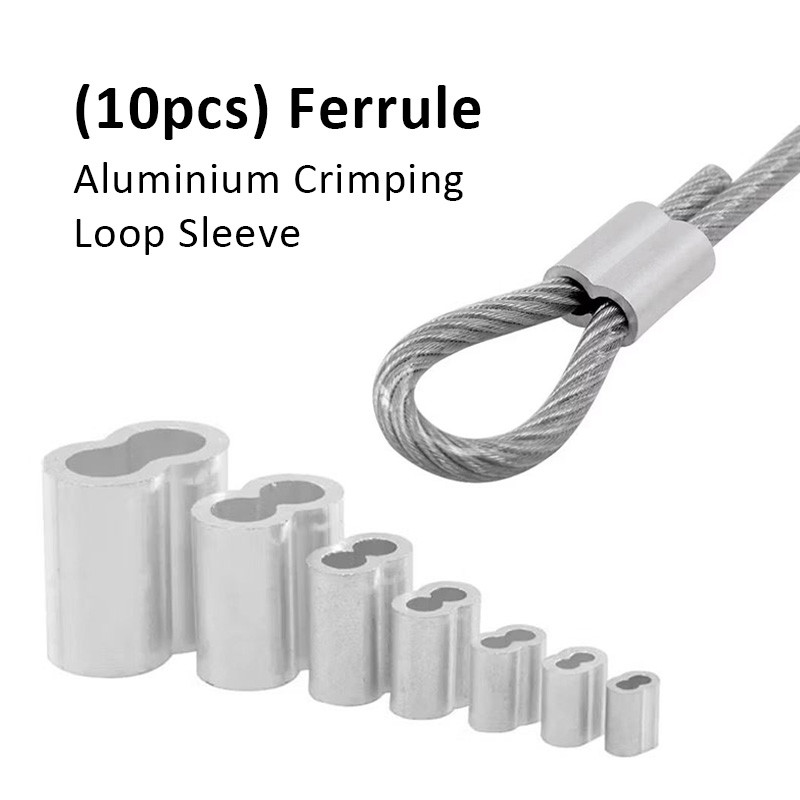 (10pcs) Aluminium Crimping Loop Sleeve for Clip Aluminum Casing Wire ...