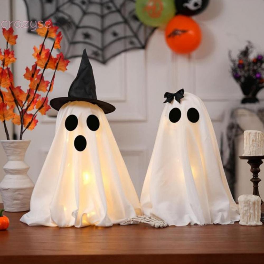 Two Piece Halloween Ghost Decorations Battery Powered Lights for Table ...