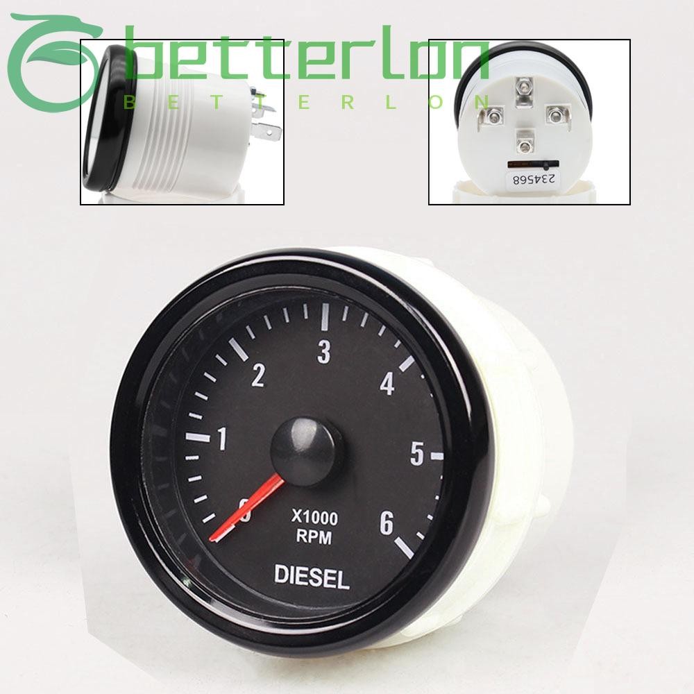 BETTER-LONTIME Tachometer Gauge, 52MM White Backlight RPM Gauge, 12V ...