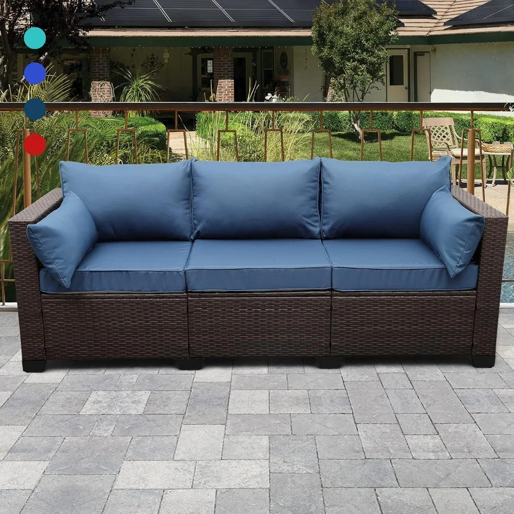 Sofa Rotan Patio 3 tempat duduk, Perabot Sofa Rotan Luaran Rangka ...