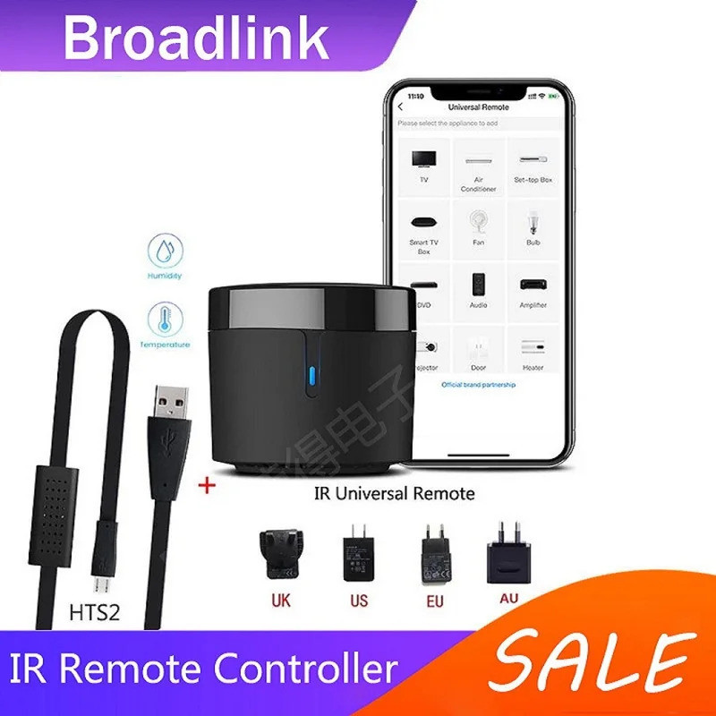Broadlink RM4 MINI+HTS2 Pengawal Jauh IR Penyaman Udara Kotak Atas Set ...