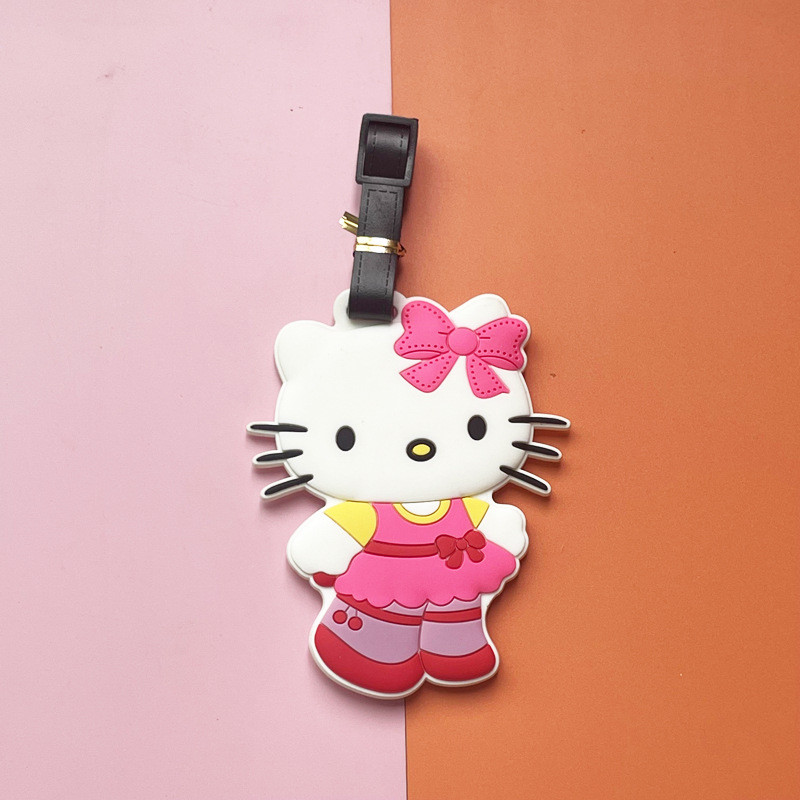 LJPZ Cartoon Luggage Tag Bow White Palm KT Cat Trailer Name Tag ...