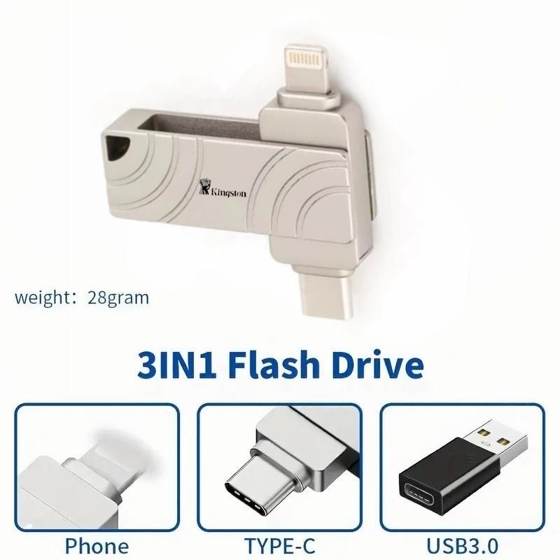 Kingston 2TB USB3.0 4 in 1 OTG Flash Drive Metal Waterproof High speed ...