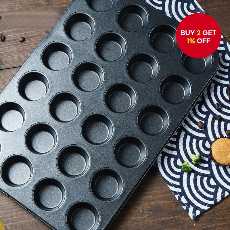 24-Cup Muffin Pan - Non-Stick Bakeware Panjang Muffin 24-Cup - Loyang ...