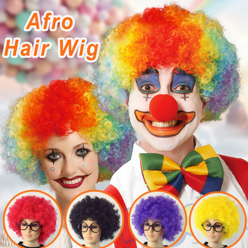 Afro Hair Wig Clown Curly Halloween Party Costume Fancy Circus Cosplay ...