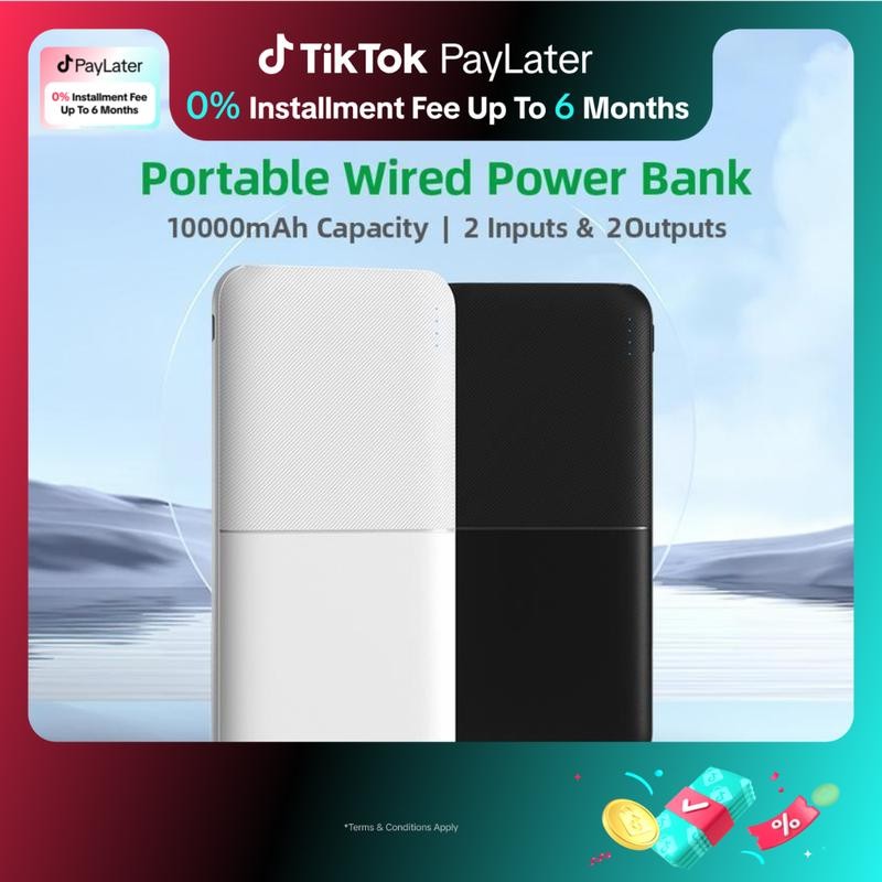 GOOJODOQ 10,000 mAh Battery Bank Kuasa 10W Portable Power Bank | 2 ...