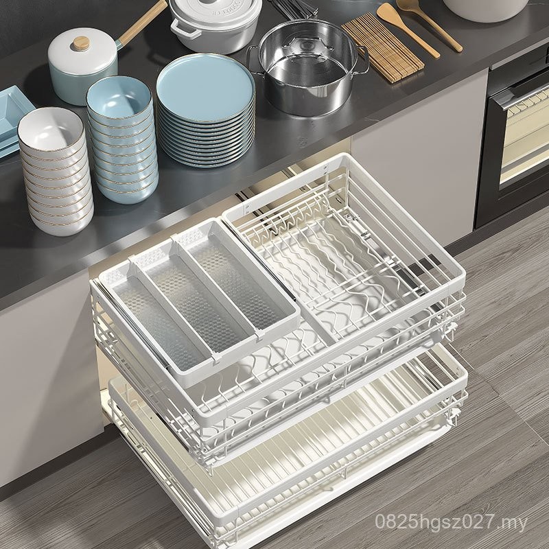 Dish Basket Stainless Steel Style Dish Rack Cabinet Kitchen Cream New ...