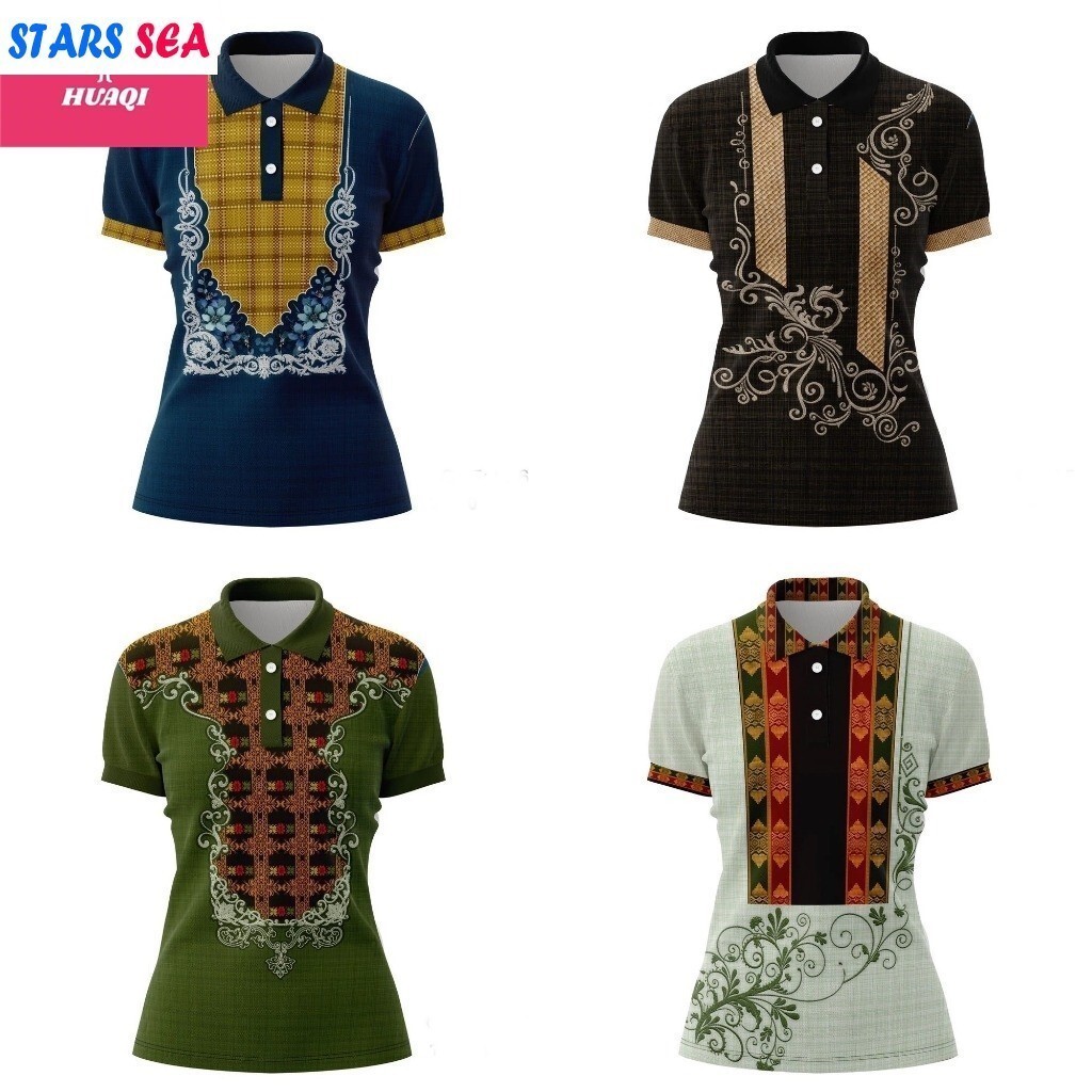 ASEAN Inspired Women's Batik Polo Top - Dri-Fit Fabric | Filipino ...