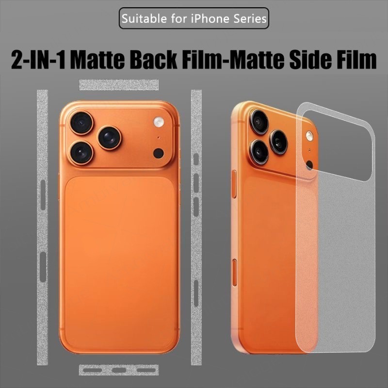 For IPhone 12 13 14 15 16 17 Pro Max Transparent Matte Full Cover Back ...