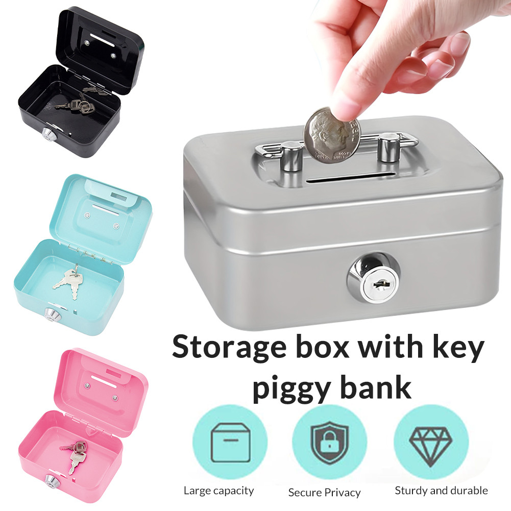 Metal Safe Box Metal Petty Cash Box Key Lockable Theft Protection ...