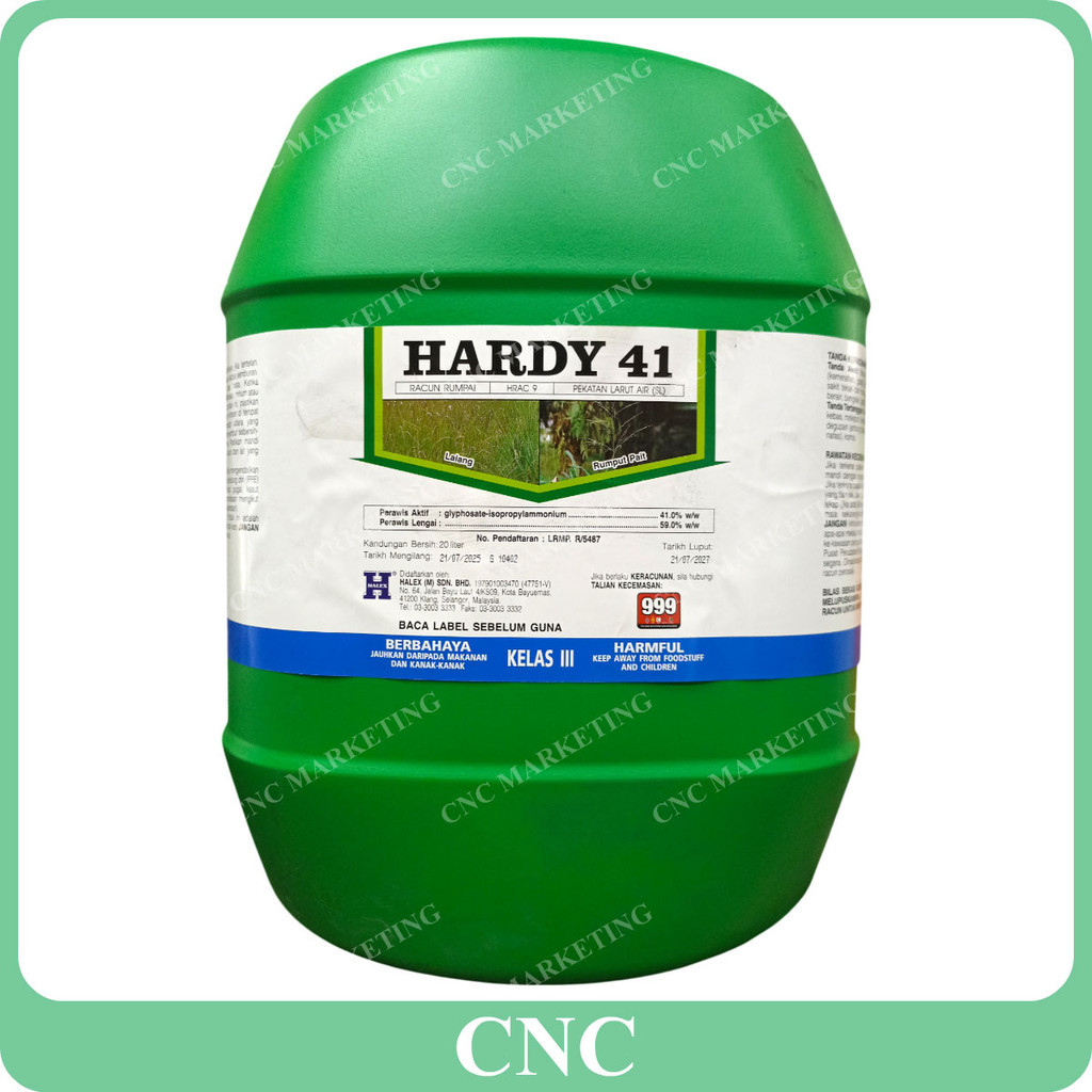 20L Hardy 41 Halex Glyphosate Isopropylammonium 41% Racun Rumput Rumpai ...