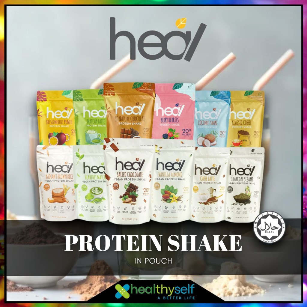 HEAL PROTEIN SHAKE POUCH Powder Pack Whey Protein/Pea Protein/Plant ...
