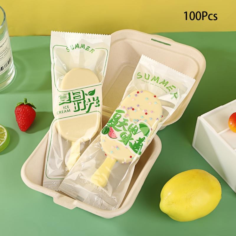 Si 100Pcs Food Grade Ice Cream Packing Bag DIY Disposable Plastic ...