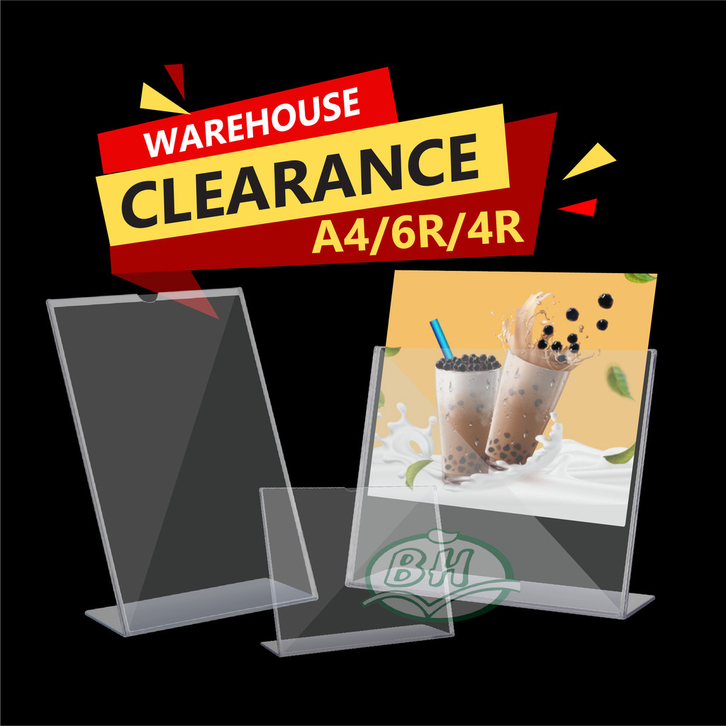 [Warehouse Clear Stock] Acrylic L Shape Display Stand A4, 6R, 4R Size ...