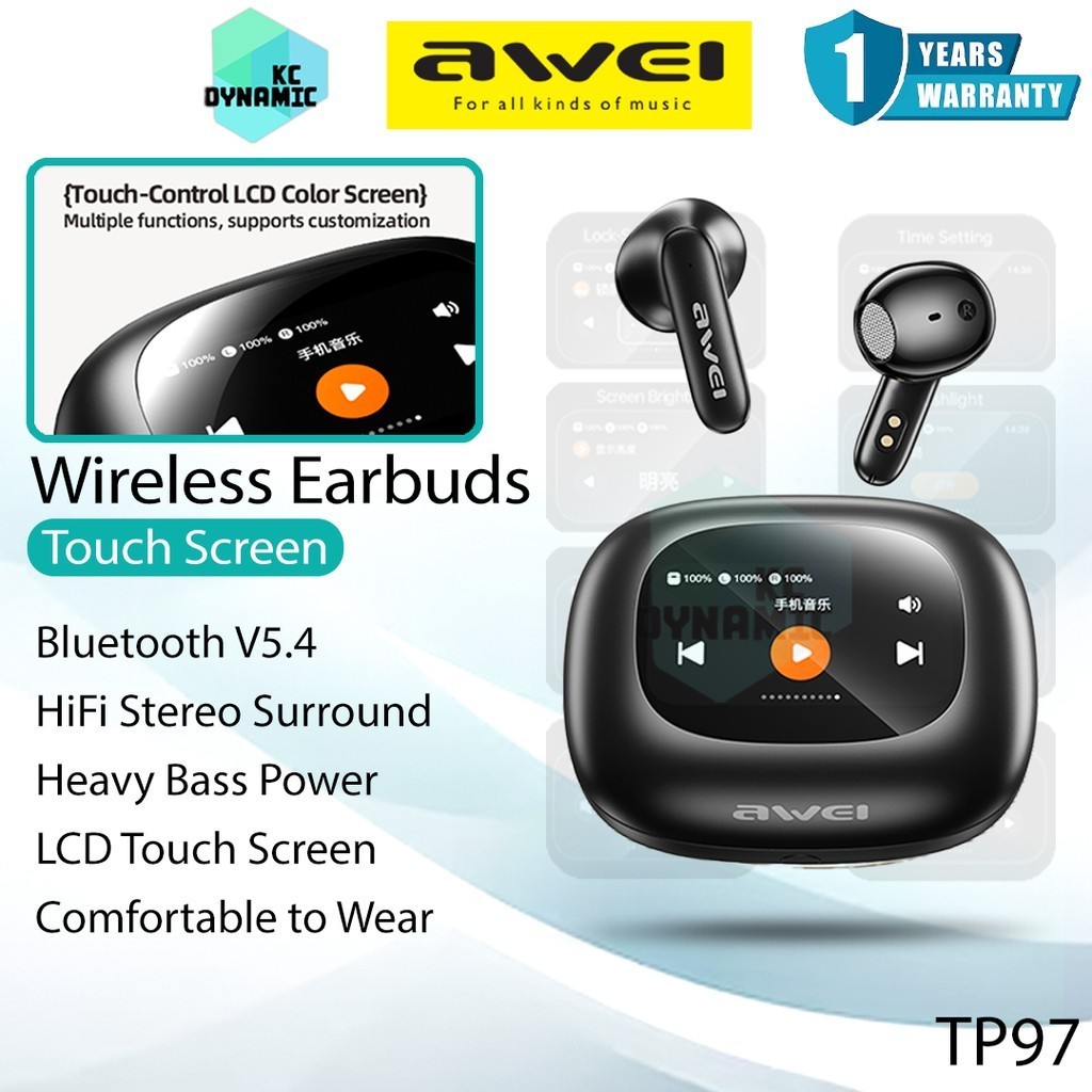 Awei TP97 Wireless Earbuds LCD Touch Screen Earbuds Heavy Bass ...