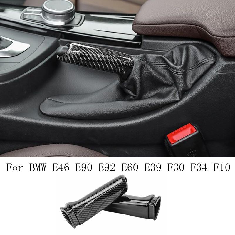 Car Carbon Fiber Color Handbrake Brake Handle Cover For BMW Universal ...