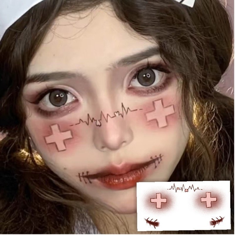 Halloween Disease Petite Nurse Makeup Tattoo Stickers Cute Ghost ...