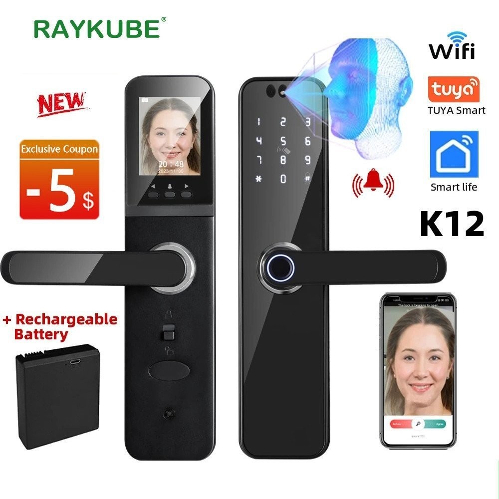 RAYKUBE K12 Tuya WiFi Camera Electronic Lock 3D Face Recognition ...