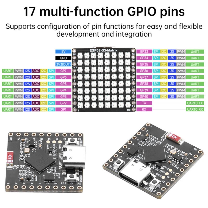 Papan Pembangunan Mikro ESP32-S3-Matrix WIFI BT BLE5 Berdasarkan ESP32 ...