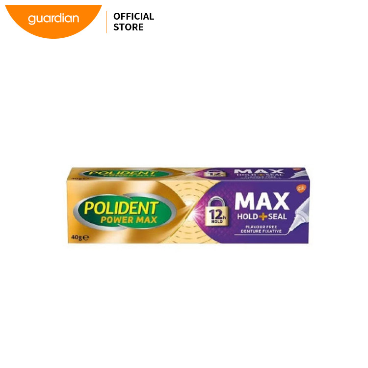 Polident Power Max Seal Hold+Seal Flavour Free Denture Fixative 40G ...