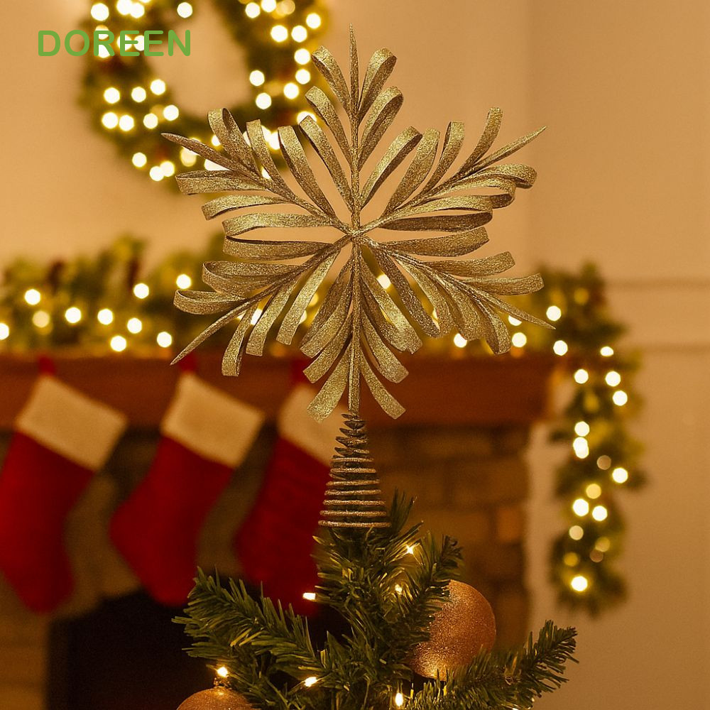 DOREEN Christmas Tree Topper Star, Gold Glitter Iron Christmas Topper ...